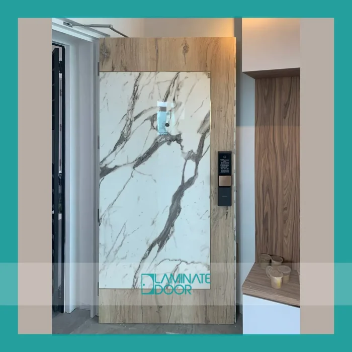 Stylish Two Tone Design Front Door TTD105| Marble and Wood Laminate