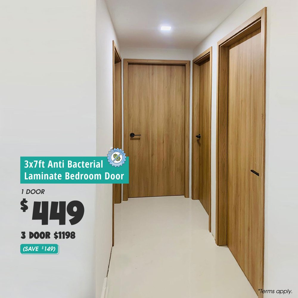 HDB Full Solid Laminate Bedroom Doors | Modern Bedroom Door Designs